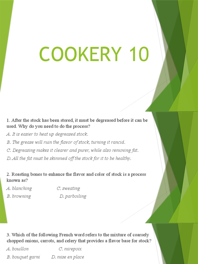 Cookery 10 - 3rdquarter | PDF | Stock (Food) | Nutrition