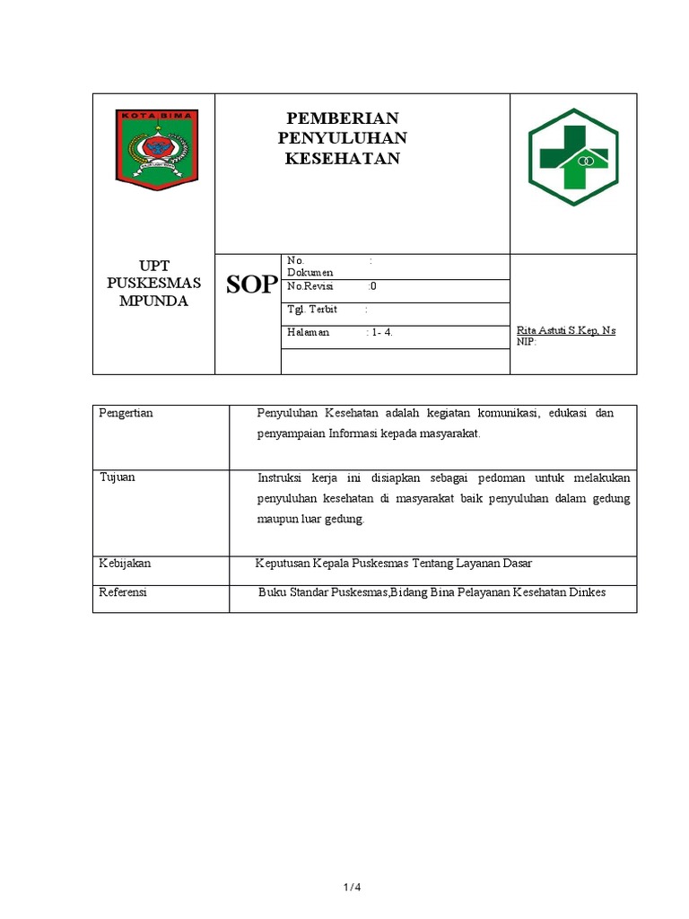 Sop Pemberian Penyuluhan Kesehatan | PDF
