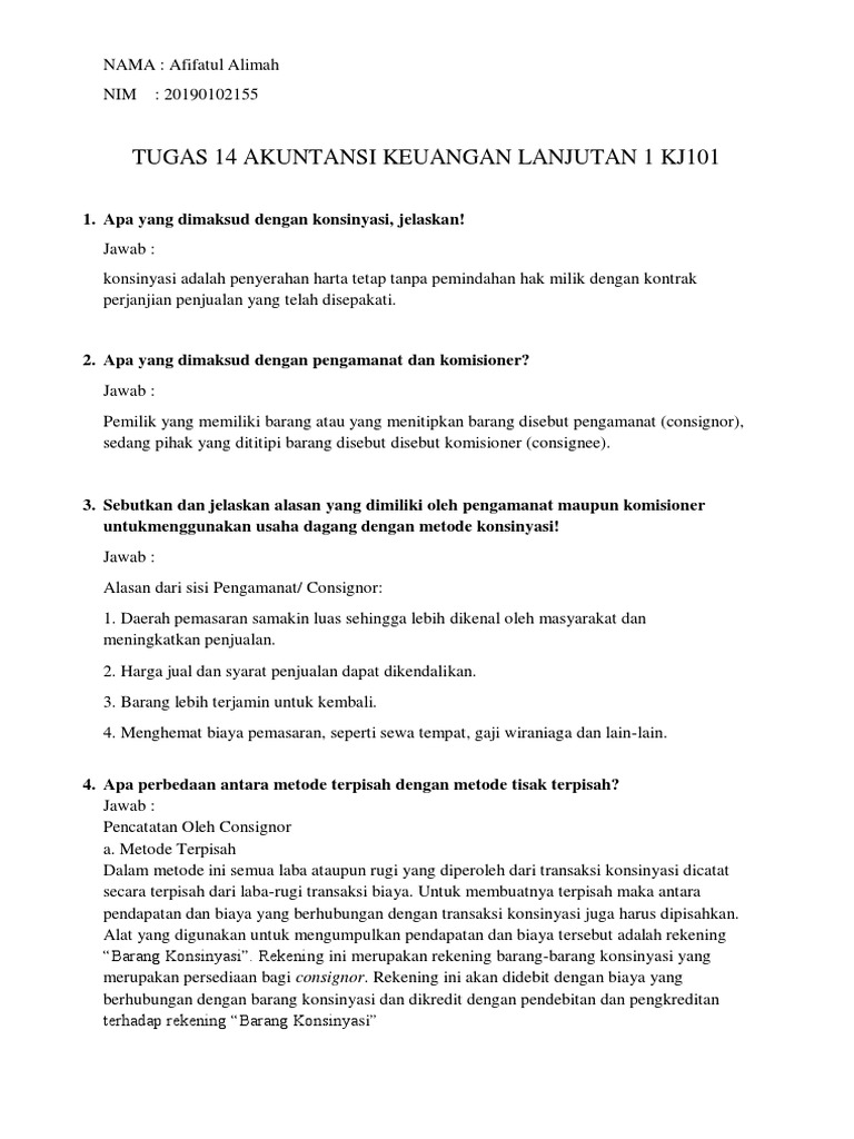 Tugas 14 AKL1 - Afifatul Alimah 20190102155 | PDF