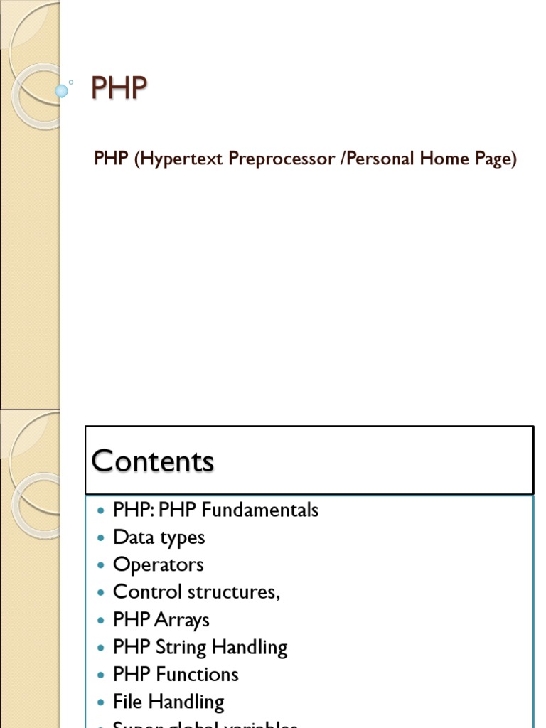 PHP (Hypertext Preprocessor /personal Home Page) | PDF | Php | Boolean Data Type