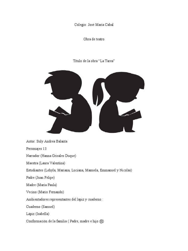 "La Tarea: Obra de Teatro Infantil" | PDF