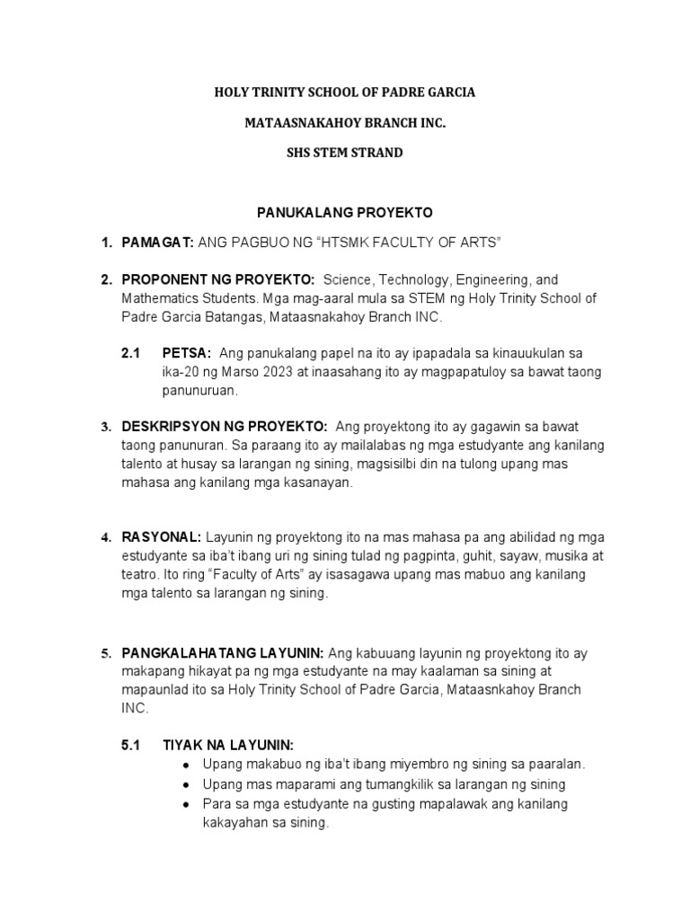 Panukalang Proyekto Draft | PDF