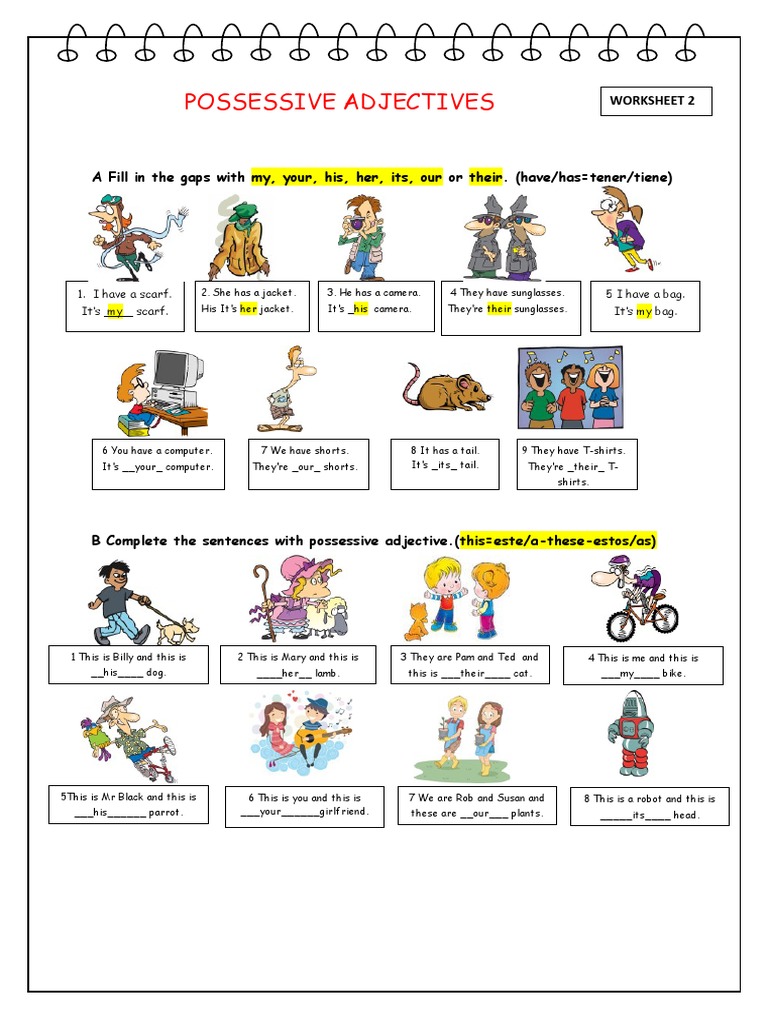 Worksheet 2 - A Possessive-Adjectives Realizado | PDF