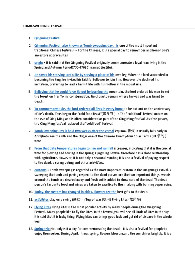 Tomb-Sweeping Worksheet | PDF | China | World Politics
