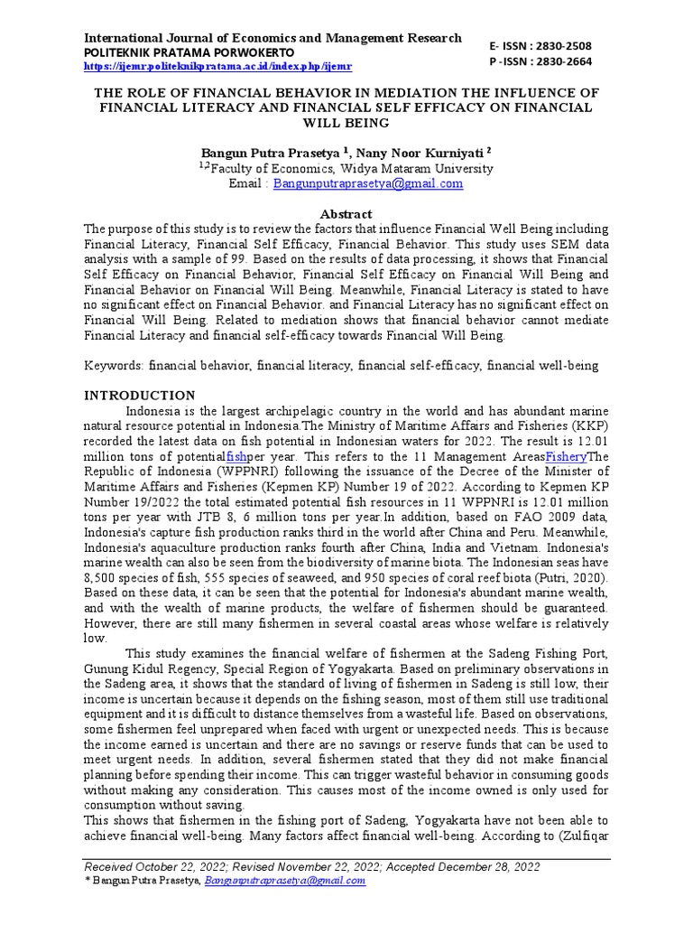 166-176 The Role of Financial Behavior in Mediation The Influence of ...