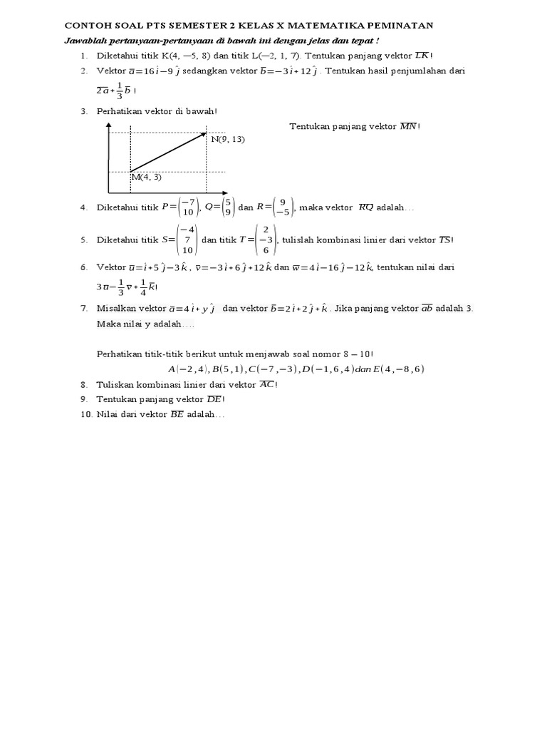Contoh Soal Pts Semester 2 Kelas X Matematika Peminatan | PDF | Metode & Bahan Ajar