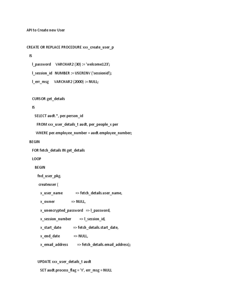 API TO Create New USer IN EBS | PDF