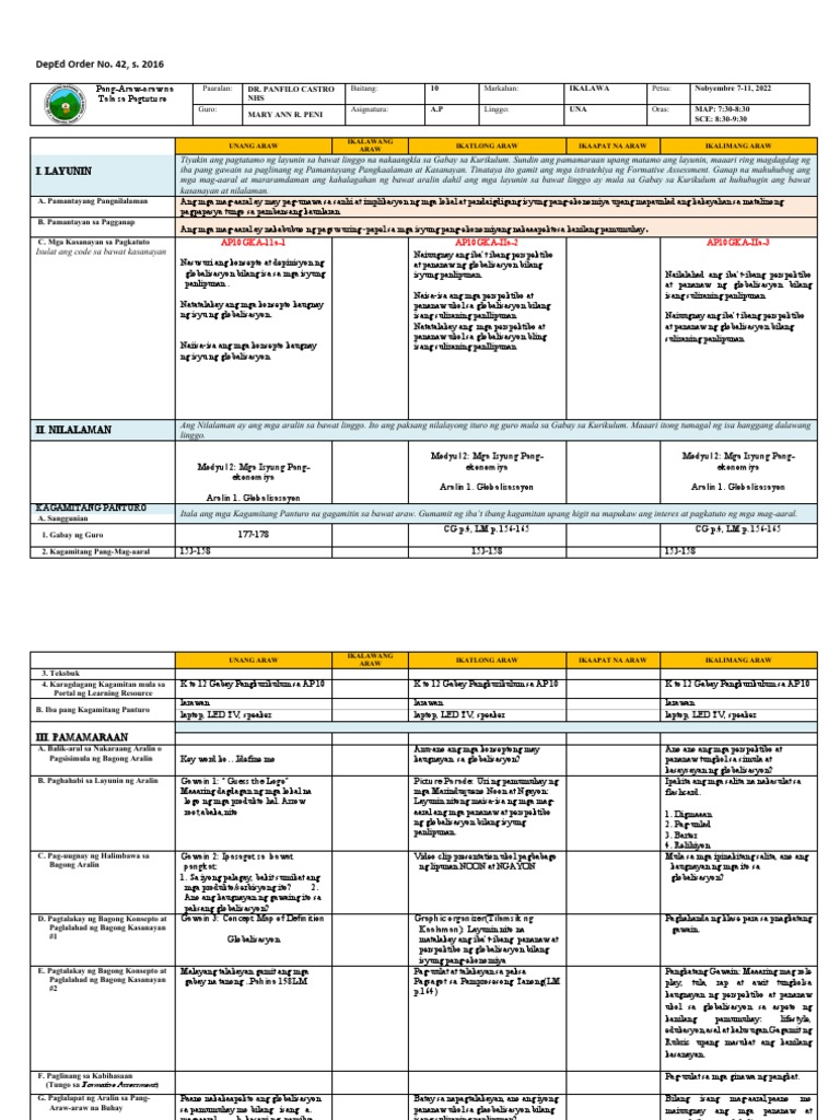 DLL - Ap 10 Week 1 | PDF