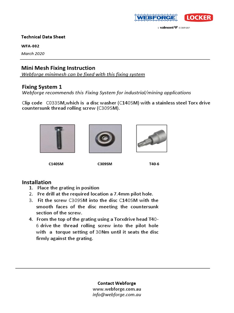 Wfa 002 Mini Mesh Fixing Instruction v2 | PDF
