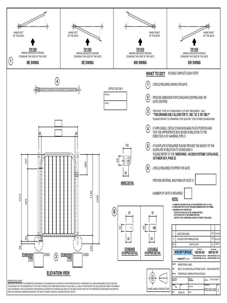 (STD SCG 006 r1) Standard Self Closing Balustrade Gate | PDF ...