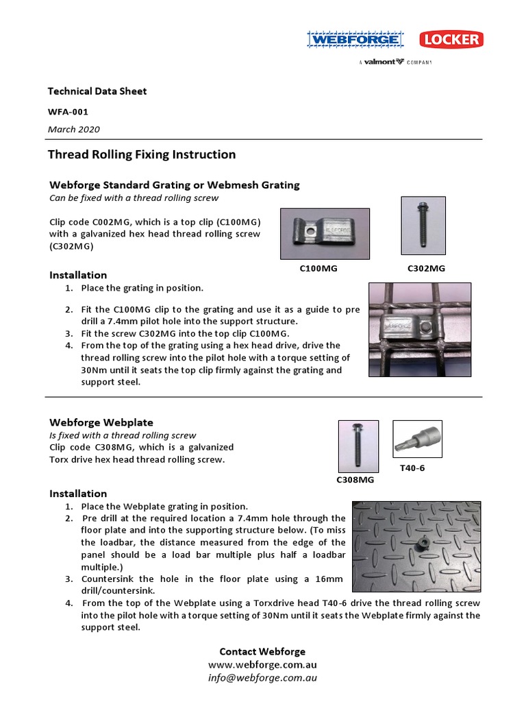 Wfa 001 Thread Rolling Fixing Instructions v1 | PDF