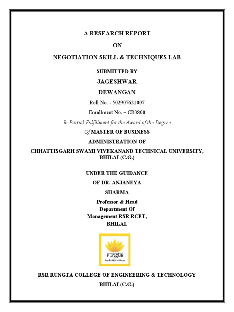 Negotiation Skill - JAGESHWAR DEWANGAN | PDF | Negotiation | Bargaining