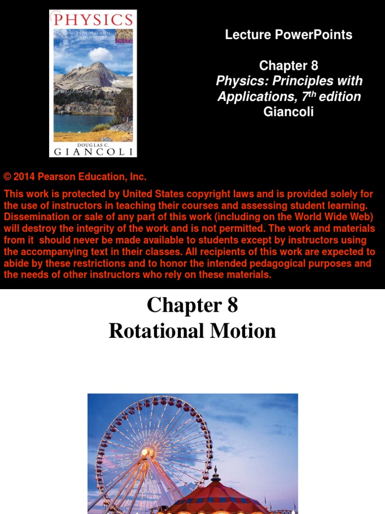 Ch08 Giancoli7e LectureOutline | PDF | Rotation Around A Fixed Axis | Torque