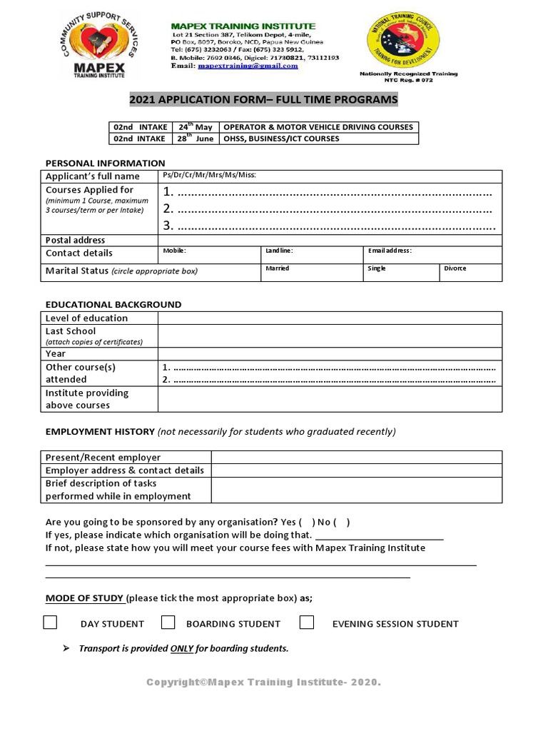 MTI 2021, APPLICATION FORM (Edited) | PDF