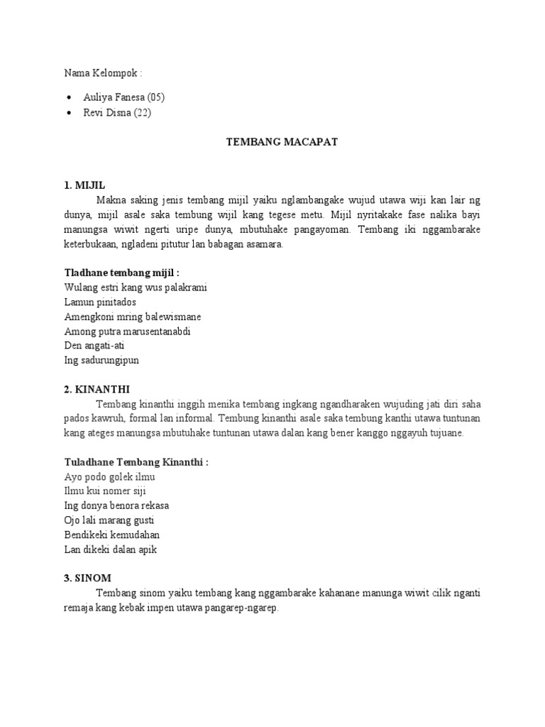 Tembang Macapat | PDF