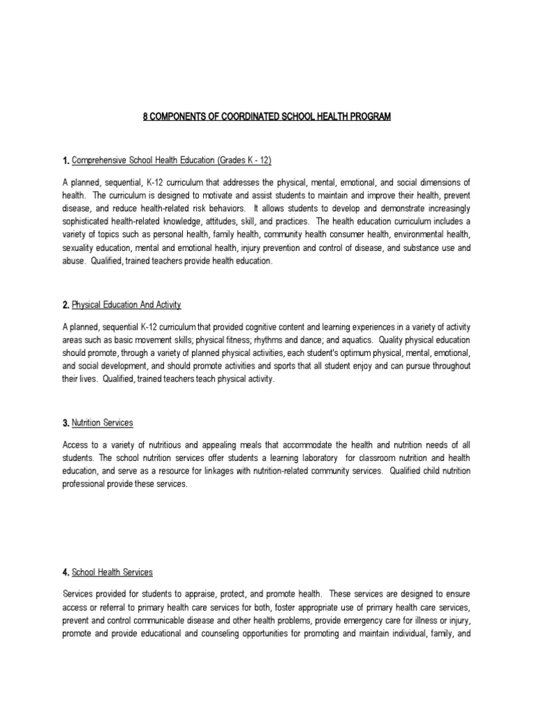 Coordinated School Health Programs - Lesson 2 | PDF | Health Education | Psychology