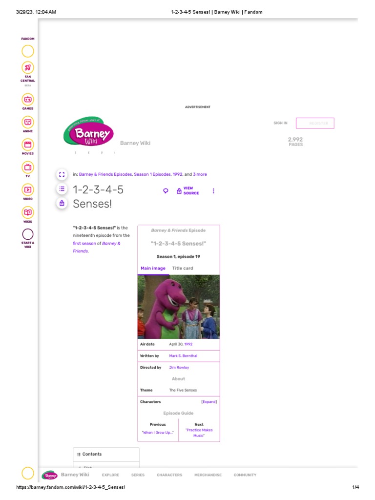 1-2-3-4-5 Senses! - Barney Wiki - Fandom | PDF | Fandom