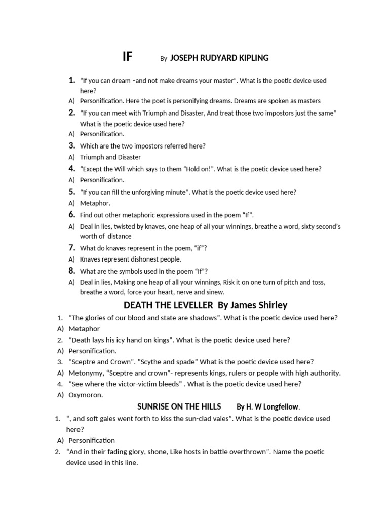 Joseph Rudyard Kipling 1.: Death The Leveller by James Shirley | PDF ...