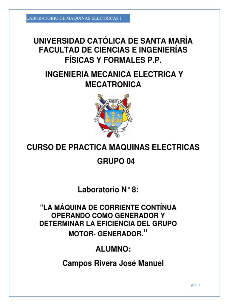 Lab08 - Maquinas Electricas | PDF | Generador eléctrico | Inductor