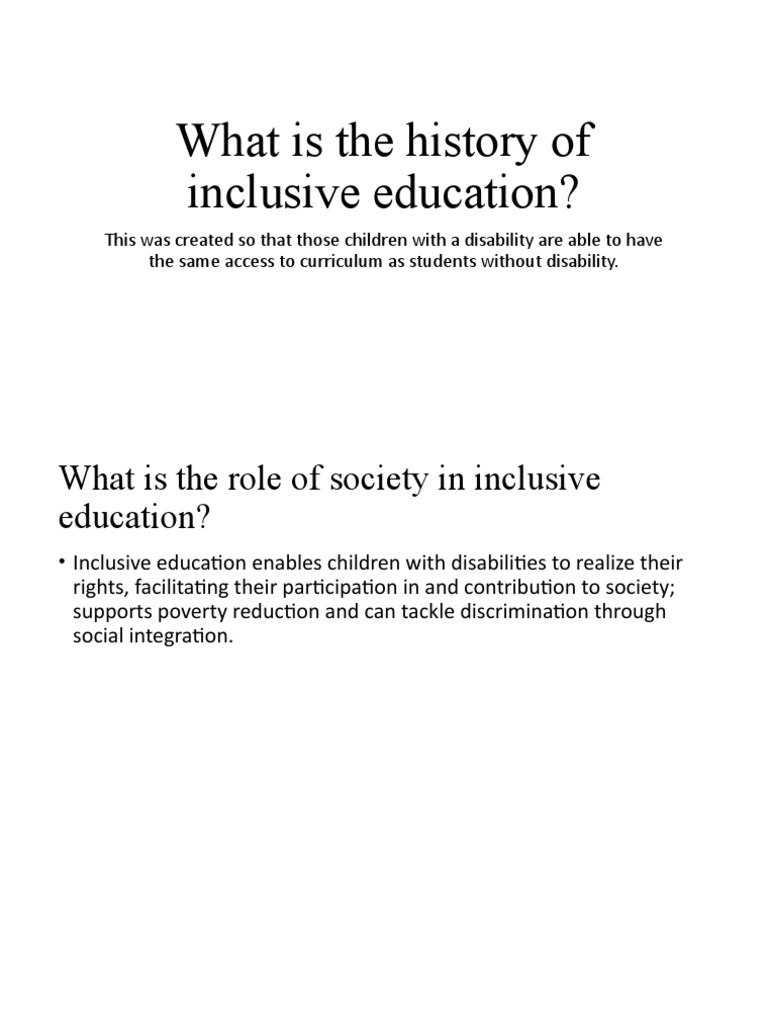 What Is The History of Inclusive Education | PDF | Inclusion (Education ...