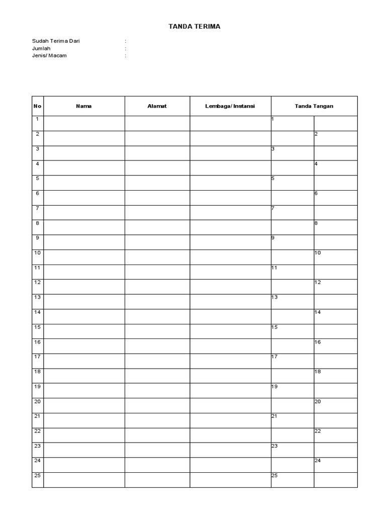 Format Tanda Terima Mamin | PDF