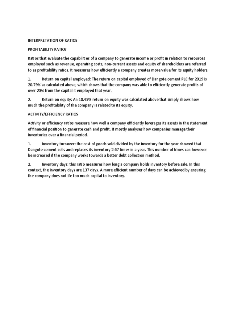 Interpretation of Ratios | PDF | Technology & Engineering