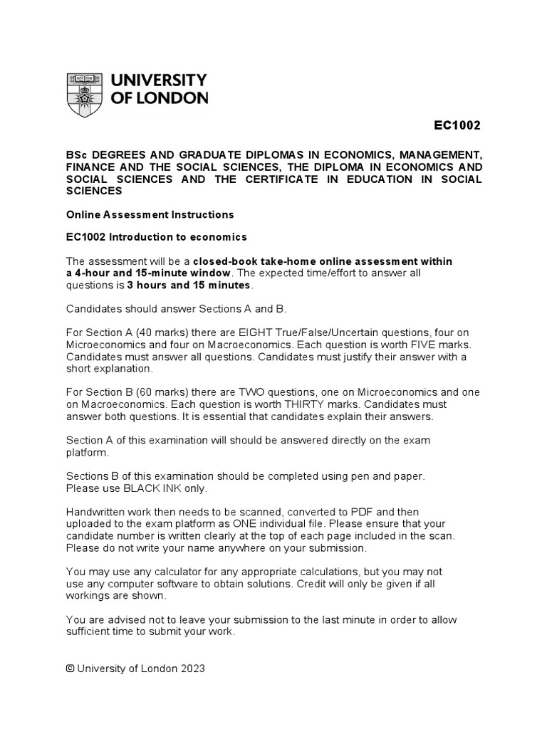 EC1002 Assessment Instructions | PDF | Plagiarism | Communication