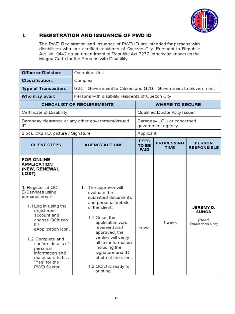 Registration and Issuance of PWD ID | PDF | Identity Document | Government