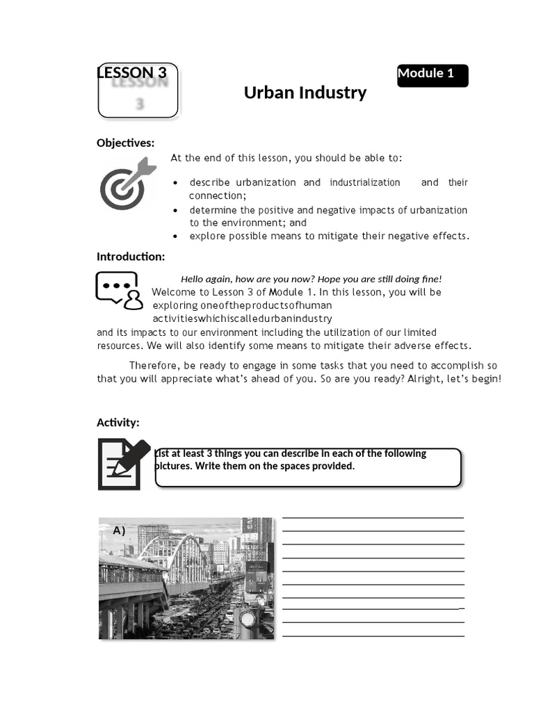 Module 1. Lesson3.Urban Industry | PDF | Urbanization | Natural Environment