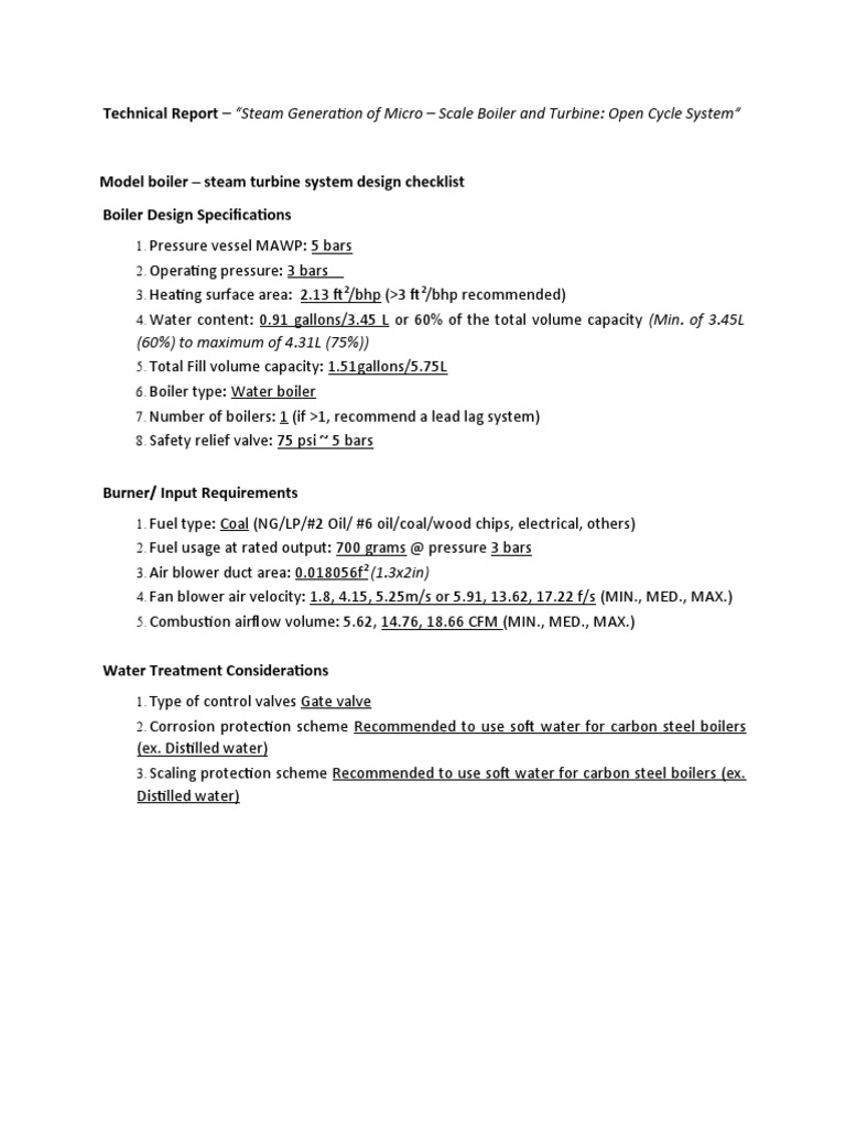 Boiler Turbine Technical Report | PDF | Boiler | Steam