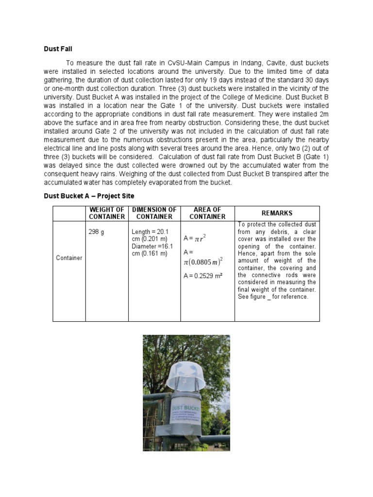 Dust Fall | PDF | Weight | Area