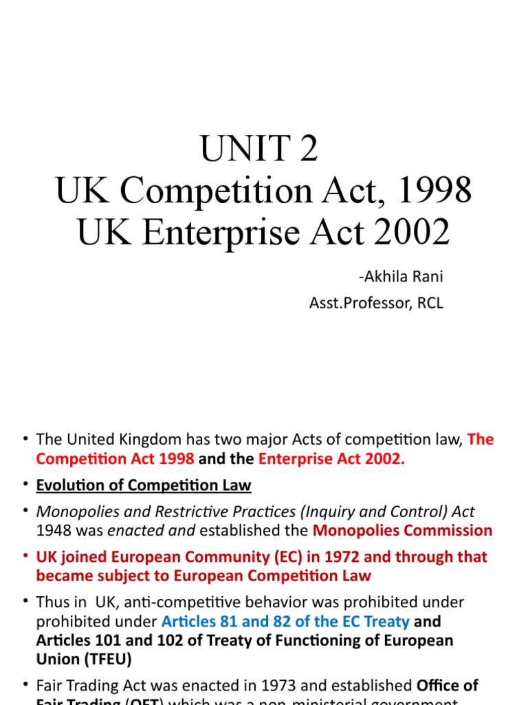 UK Competition & Enterprise Acts Overview | PDF | Competition Law ...