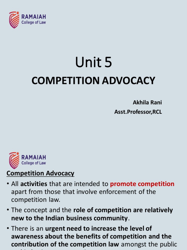 Unit 5 - part 2 Competition advocacy | PDF | Competition | Policy