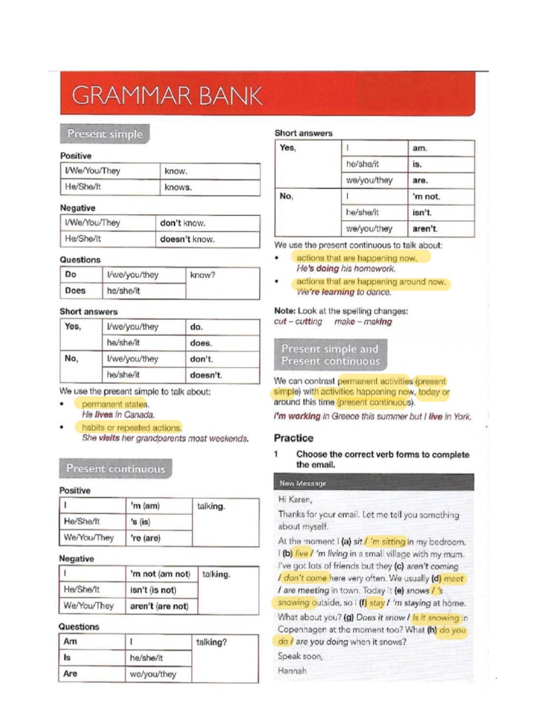Grammar Bank Exercises and Examples | PDF