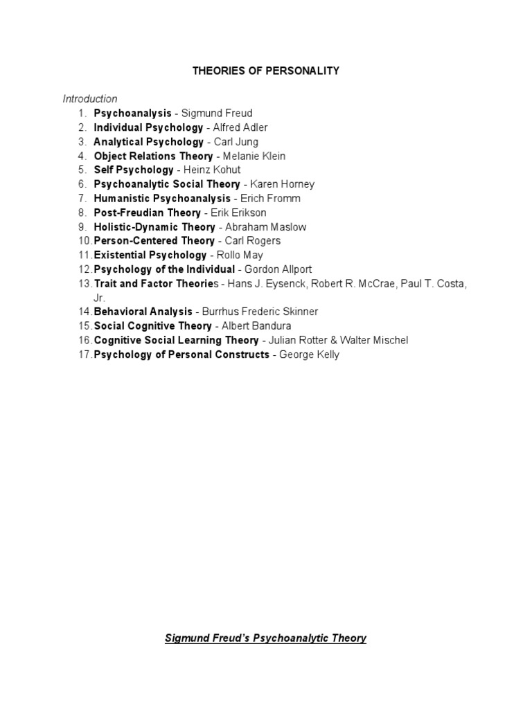 Theories of Personality Reviewer | PDF | Id | Attachment Theory