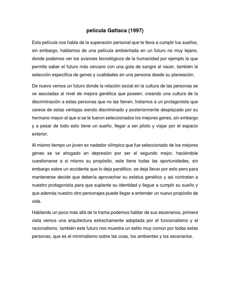 Película Gattaca (1997) | PDF