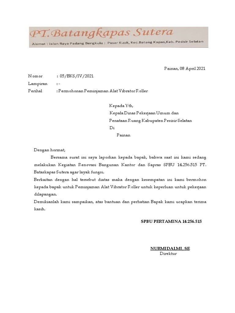 Surat Permohonan Alat | PDF