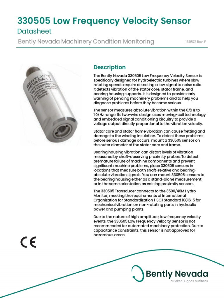 Low Frequency Velocity Sensor Datasheet - 169872F1 | PDF | Trademark | Bearing (Mechanical)