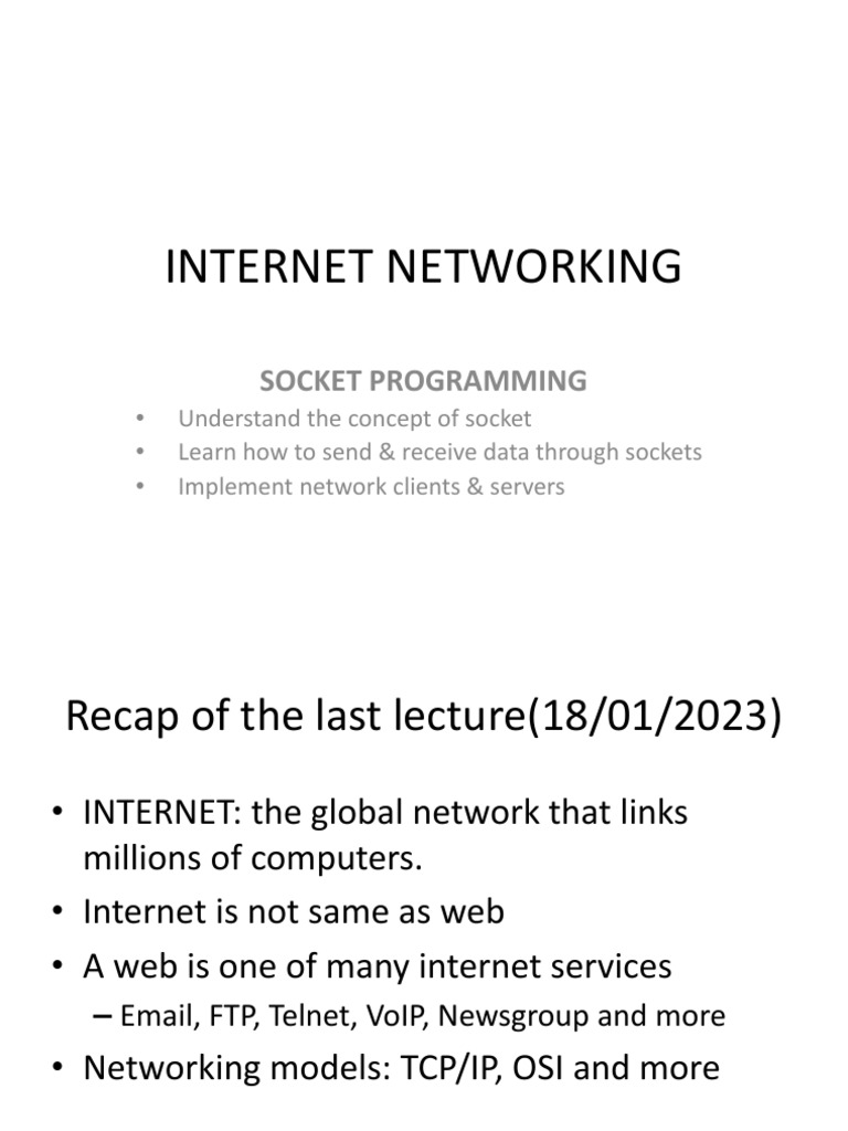 Internet Networking Socket Programming Pdf Port Computer Networking Computer Network 