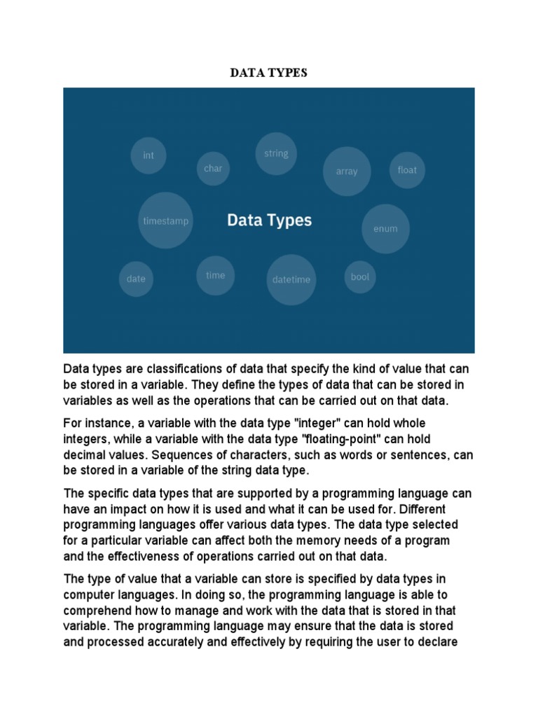 Data Types | PDF | Data Type | String (Computer Science) Data Types | PDF | Data Type | String (Computer Science)