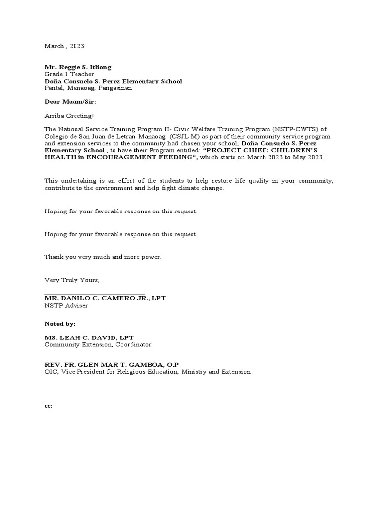 Ña Consuelo S. Perez Elementary School: Mr. Reggie S. Itliong Do Dear ...