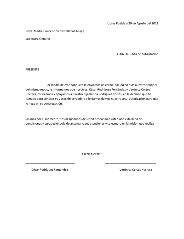 carta de autorizacion