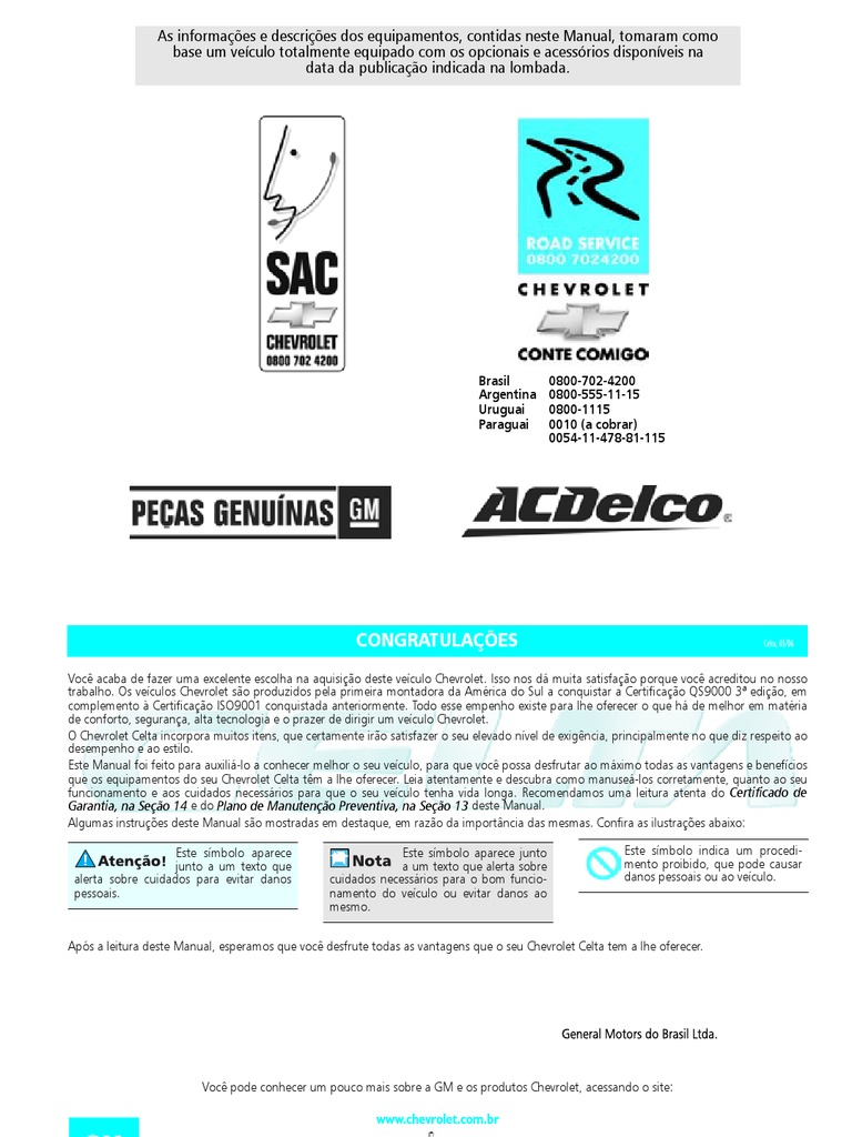 Manual Proprietario Celta 2007 | PDF | Motores | Pneu