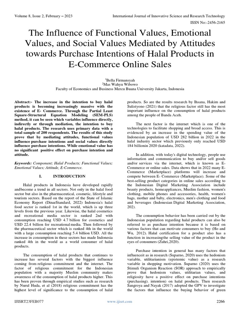 The Influence of Functional Values, Emotional Values, and Social Values ...