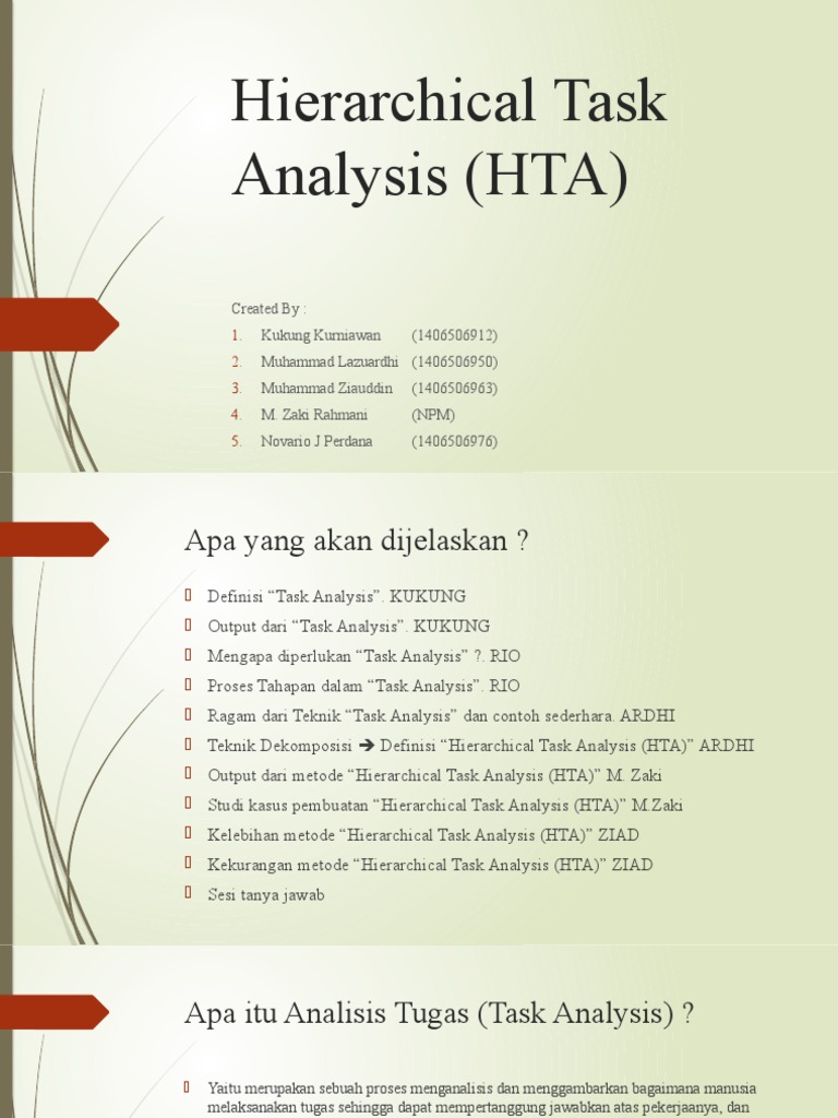 Hierarchical Task Analysis (HTA) | PDF