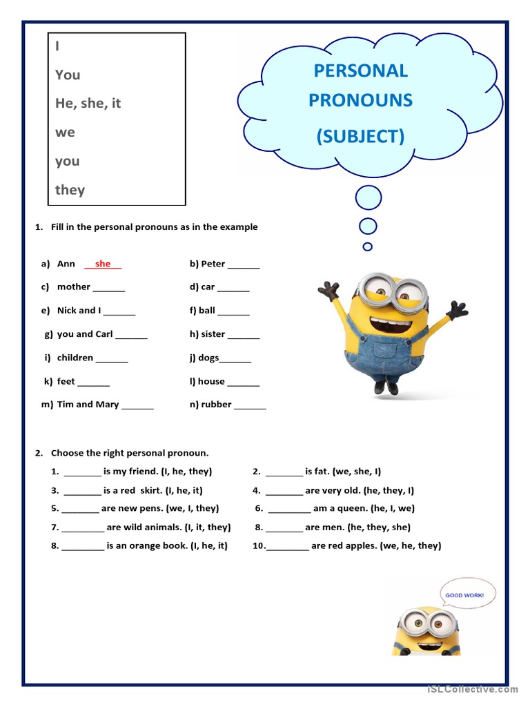 Personal Pronouns - Subject | PDF