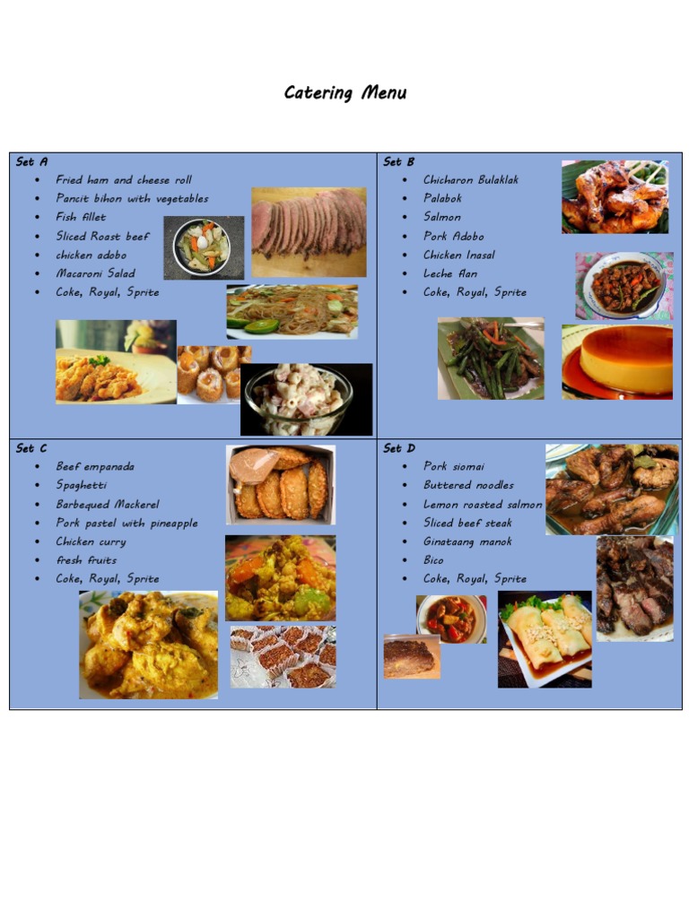 Catering Menu Sets and Options | PDF