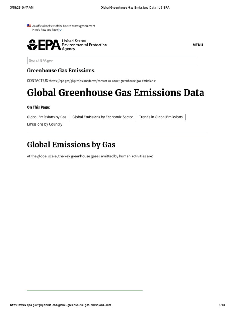 Global Greenhouse Gas Emissions Data - US EPA | PDF | Greenhouse Gas ...