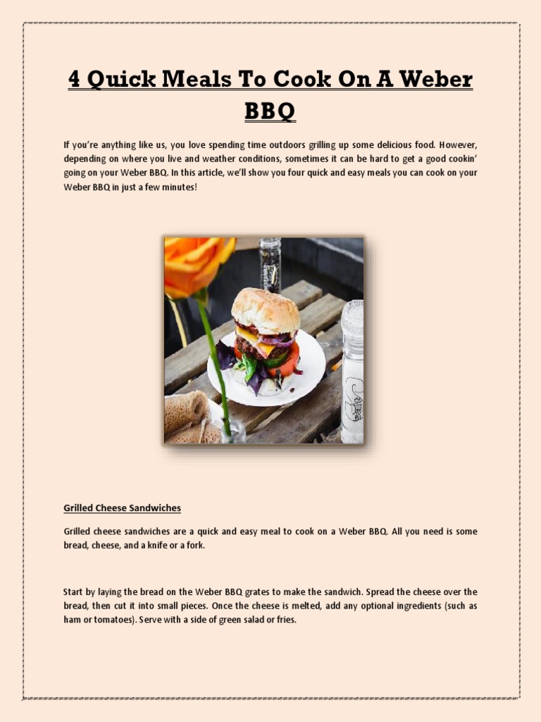 4 Quick Meals To Cook On A Weber BBQ | PDF | Barbecue | Grilling