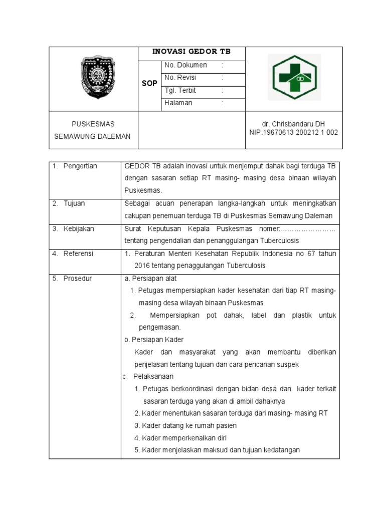 Sop Inovasi Gedor TB | PDF
